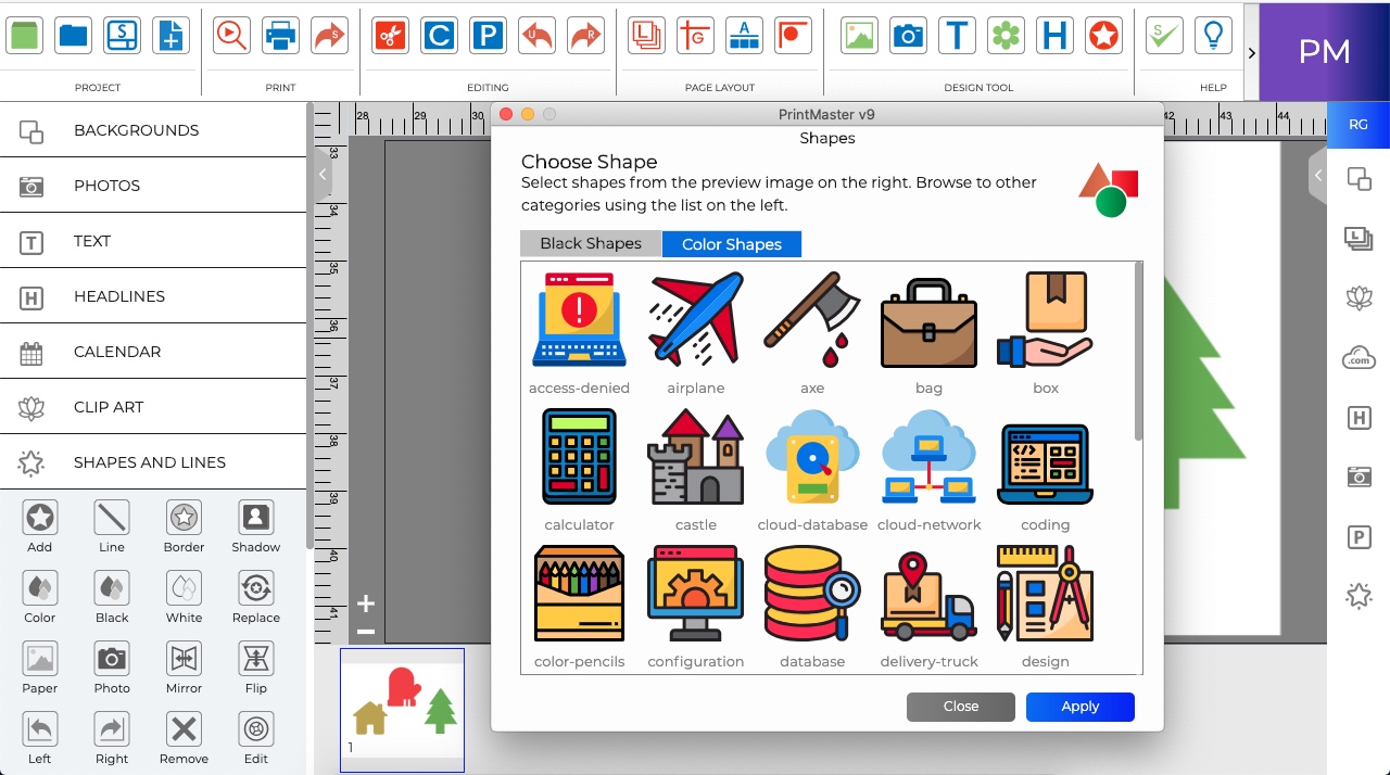 Shapes and Lines - PrintMaster v9 Userguide